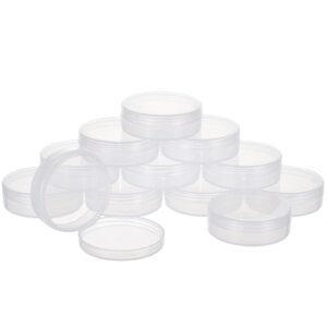 benecreat 20pack pp round bead storage containers cylinder bead containers clear storage organizer box 2x0.7 inch with screw lids for eye shadow, powder, beads, jewelry and small items