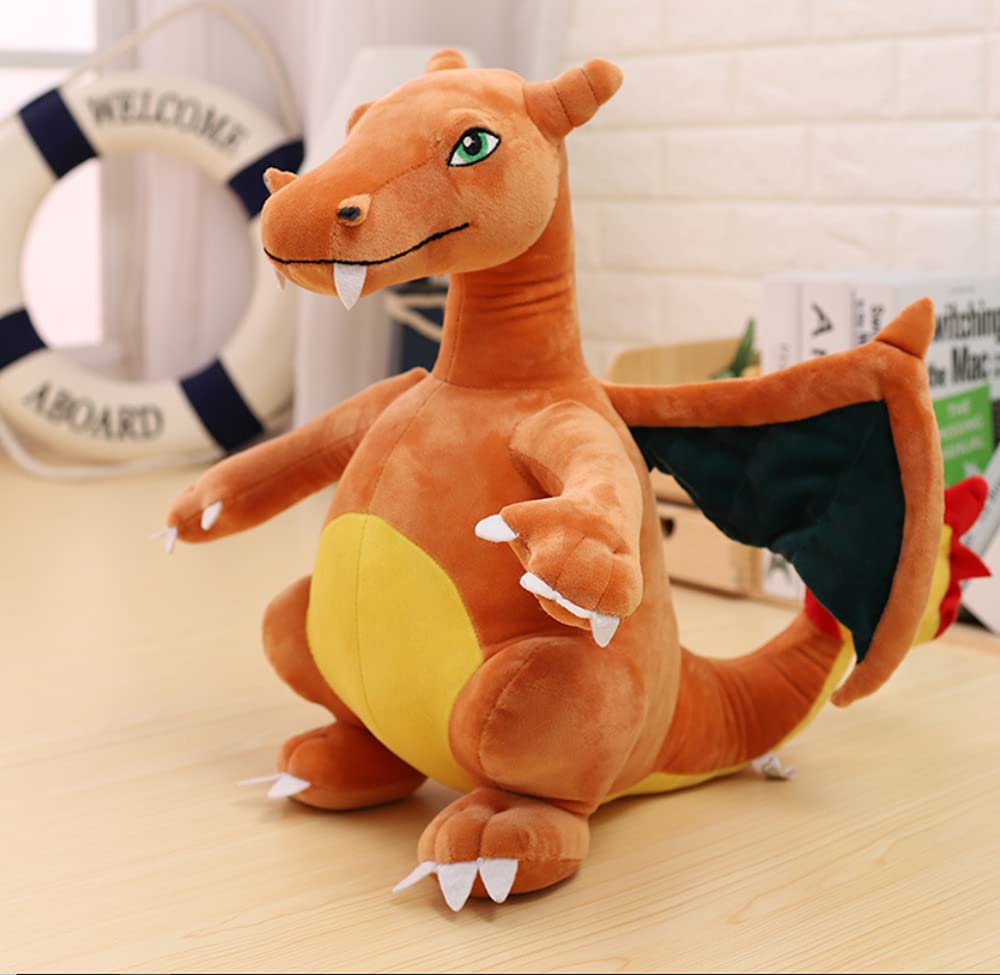 CHAOZI0Evil Winged, fire-Breathing Dragon Stuffed Animal Dinosaur Plush firedragon Toys, Throw Pillow, Role-Playing Game Fan Props (Orange Yellow)