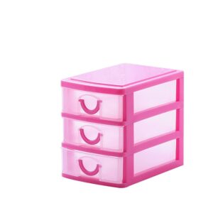 mini desktop drawer, multi-layer plastic drawer storage box cosmetic storage container tabletop sundries storage case, removable desktop organizer box (pink, three layers)