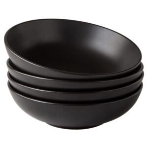 amorarc 8.75‘’ large pasta bowls, 42 ounce deep stoneware bowls set of 4 for kitchen, wide bowls for pasta/salad/fruit/oatmeal/soup, microwave&dishwasher safe-matte black