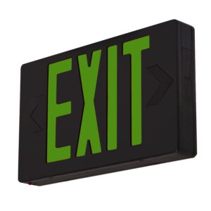 lfi lights - ul certified - hardwired green led standard exit sign - black housing - battery backup emergency lighting - ledgbbb (1 pack)