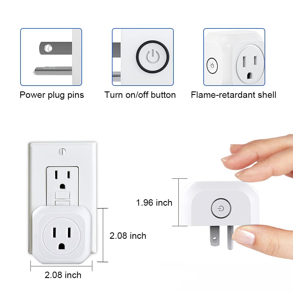 Mini Smart Plugs That Work with Alexa and Google Home, MONGERY WiFi Outlet Socket with Remote Control & Timer Function, No Hub Required, 2.4G WiFi (2 Pack)