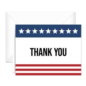 patriotic thank you greeting cards / 125 american thanks note cards with white envelopes/bulk usa military thank you cards/made in the usa