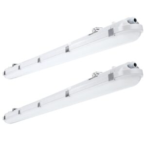 brillihood 8ft led vapor tight light fixture, 90w, 10800lm, ip65 waterproof shop light, 6000k bright white, milky lens, outdoor vapor proof lighting for parking garage carport car wash, 2-pack