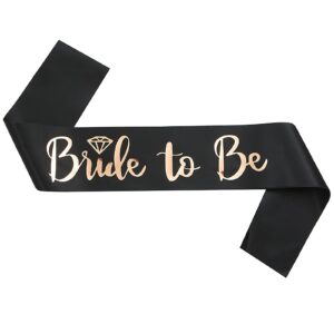 Bride to Be Set, 3pack Bride to Be Sash & Headband Tiara & Shoulder Length Veil Bachelorette Party Supplies Bridal Shower Decoration Accessories(Black)