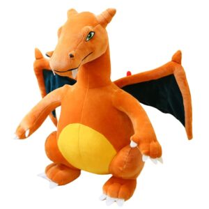 chaozi0evil winged, fire-breathing dragon stuffed animal dinosaur plush firedragon toys, throw pillow, role-playing game fan props (orange yellow)