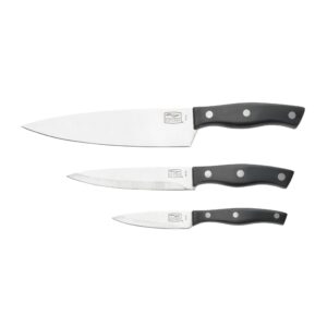 chicago cutlery ellsworth 3-piece knife set with guided grip, stainless steel blades and ergonomic handles for home kitchen and professional use