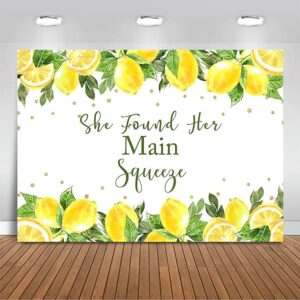 mocsicka she found her main squeeze backdrop lemon bridal shower lemonade bachelorette party decoration green lemon bride to be wedding engagement background (7x5ft (82x60 inch))