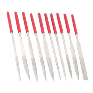 Saipe 10 Pcs Mini Diamond Needle File Set Diamond Files Mini Needle Set for Jewlery Metal Glass Stone Grinding, Polishing and Engraving (2x100mm)