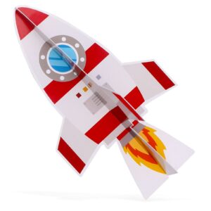 Yewong 6 Pieces Outer Space 3D Table Centerpiece Spaceship Rocket Shaped Paper Cutout Table Topper for Outer Space Theme Birthday Party Tableware Decoration Baby Shower Supplies