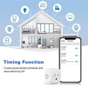 Mini Smart Plugs That Work with Alexa and Google Home, MONGERY WiFi Outlet Socket with Remote Control & Timer Function, No Hub Required, 2.4G WiFi (2 Pack)