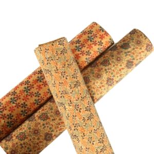 tong gu 39 x 53 inch natural cork leather floral printed faux leather fabric pu garment accessories decor sewing material (76)