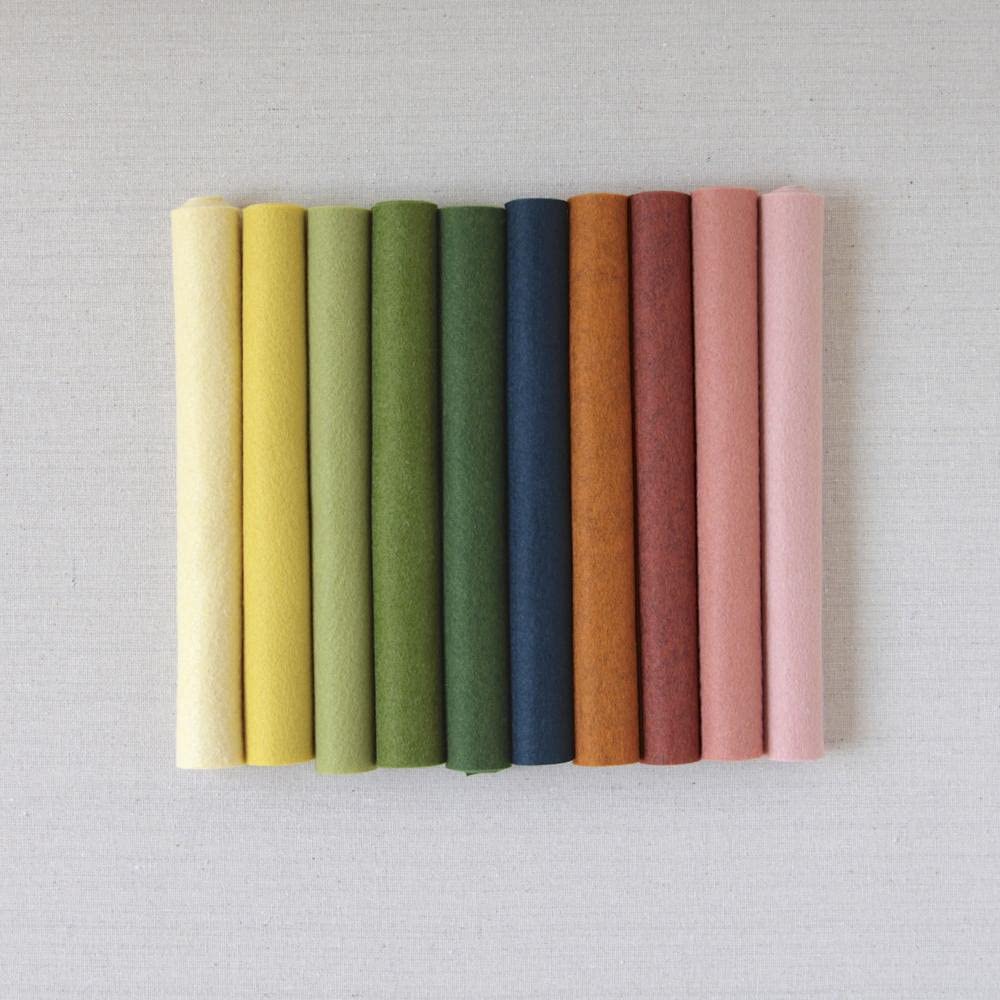 Benzie Design Wool Felt, 10 pcs 9"x12" in Fall Colors, 1 mm Thick, Soft & Pliable, Wool Blend Felt, Autumn Equinox 9"x12"