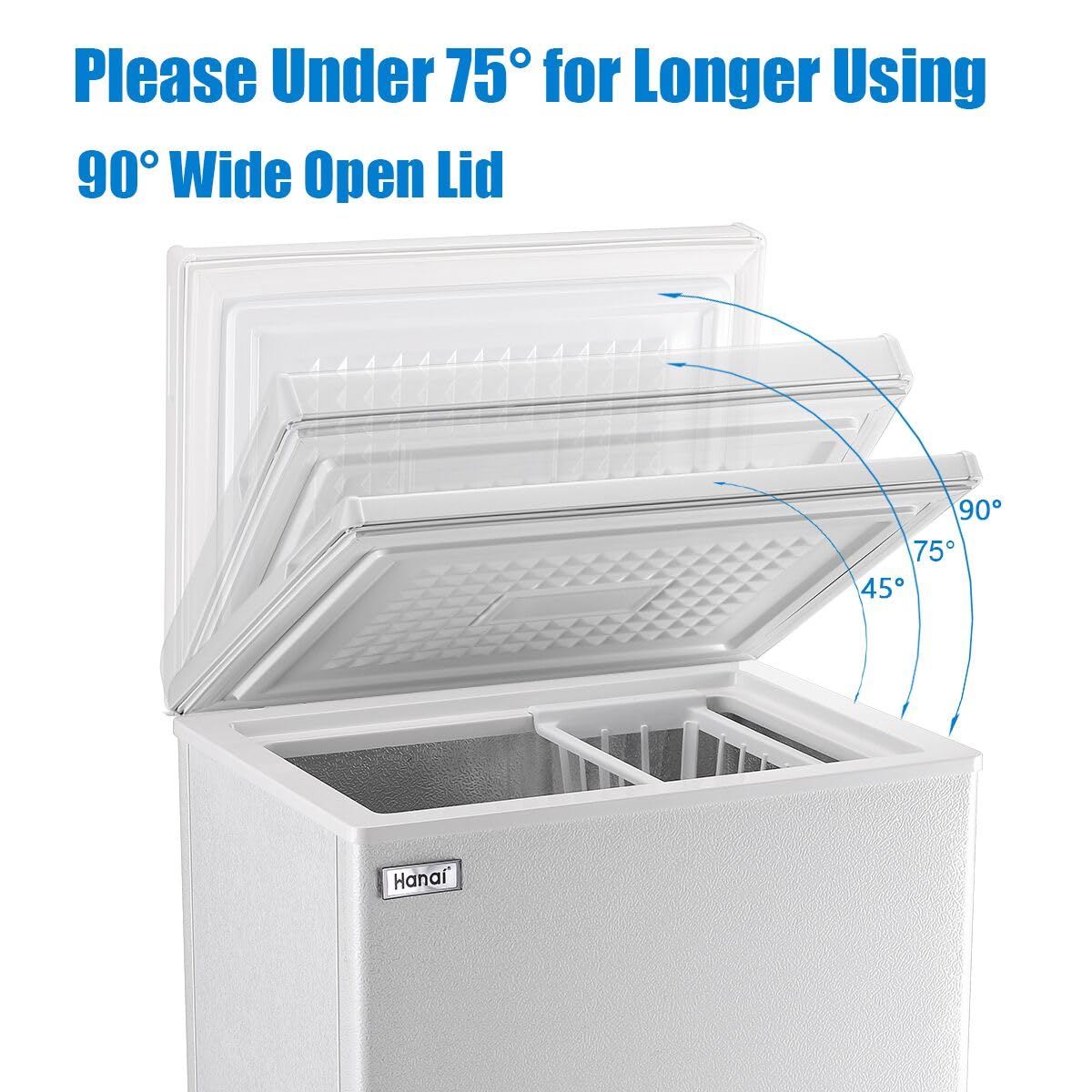 Chest Freezer Small Deep Freezer 3.5 Cu.Ft Mini Freezer White Free-Standing Top Door Freezer Adjustable 7 Thermostat and Removable Basket Open Deep Freezer Energy Saving Apartment Kitchen Business