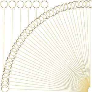 h&w 12''l golden ring loop round shape card holders 40pcs floral picks clips for wedding & flower arrangements, diy craft wire clip table card holders note photo picture memo holder cake topper (ring)