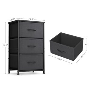 FEZIBO 2 Drawer Fabric Dresser Storage Tower, Organizer Unit for Bedroom, Closet, Entryway, Hallway, Nursery Room -Steel Frame, Wood Top, Easy Pull Handle-Espresso