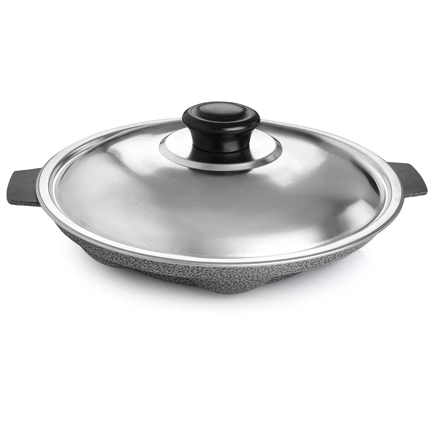 SHRIYA Appam Patra Paniyaram Non-Stick Pan 7 Cavities Non-Stick Appam Patra Appam Chetty Paniyaram Pan Patra with Stainless Steel Lid