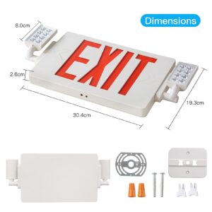 EXITLUX 2 Packs UL Listed- Led Red Exit Sign Emergency Light Combo- Two LED Adjustable Head Emergency Exit Lights with Battery Backup- ABS Fire Resistance 120-277V-Double Face-Exit Sign for Business