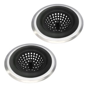 2 pack kitchen sink strainer food catcher 4.5 inch diameter,flexible silicone good grip kitchen sink drainers traps food debris and prevents clogs,large wide diameter rim for most sink drains