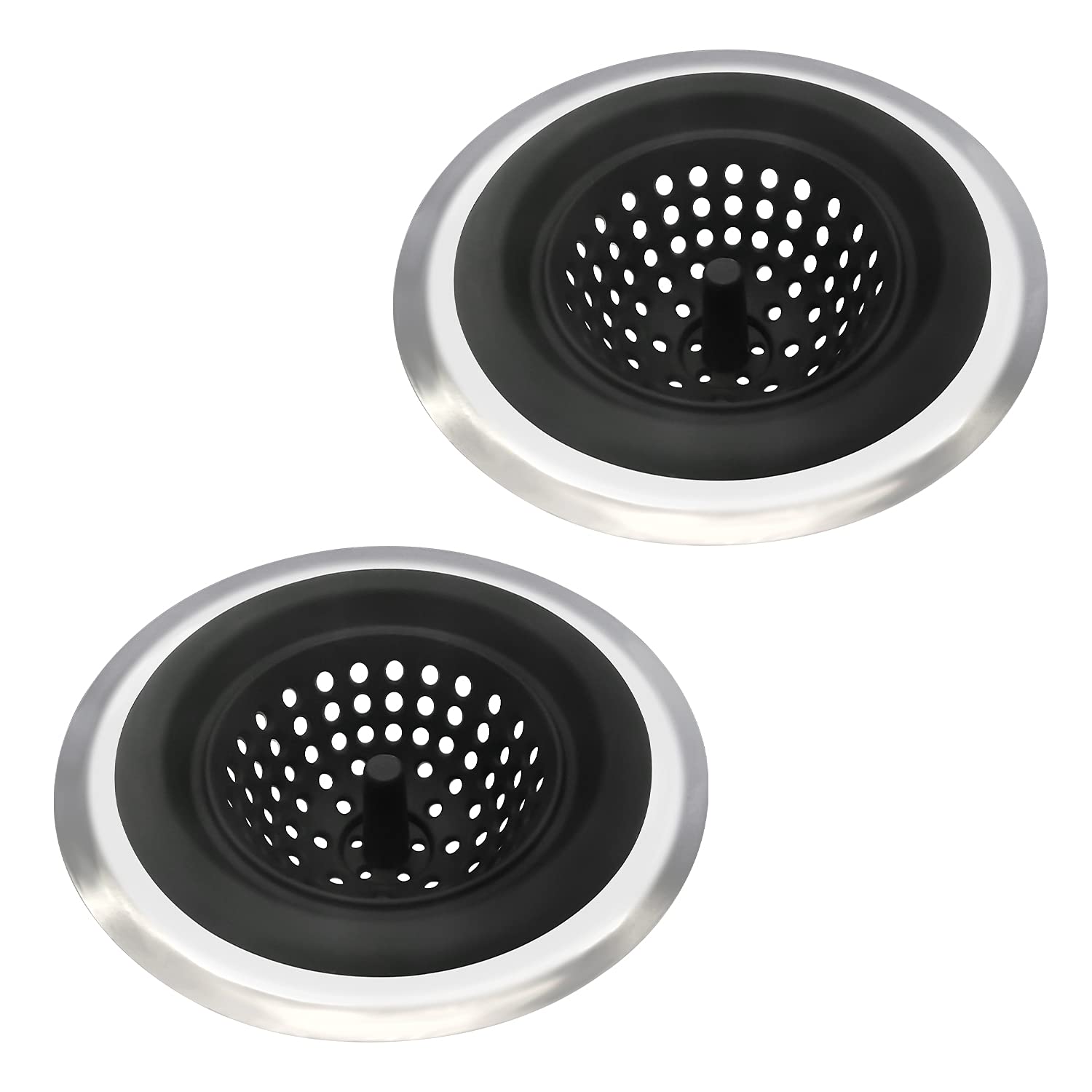 2 Pack Kitchen Sink Strainer Food Catcher 4.5 inch Diameter,Flexible Silicone Good Grip Kitchen Sink Drainers Traps Food Debris and Prevents Clogs,Large Wide Diameter Rim for Most Sink Drains