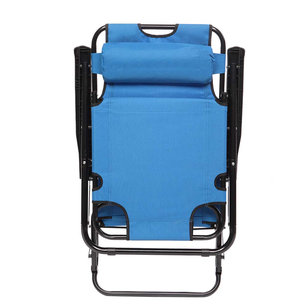 LovelyBaby Patio Lōunge Chairs, Outdoor Lōunge Chair Recliners Adjustable Foldable Garden Lōunger for Beach Garden Family Pool, Portable Dual Purposes Extendable Folding Reclining Chair Bench, Blue