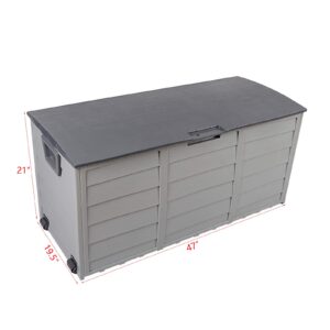 HomVent Outside Storage Box 75 Gallon Deck Boxes Outdoor waterproof Storage Container For Patio Cushions,Patio Furniture, Garden Tools and Pool Toys (Gray)