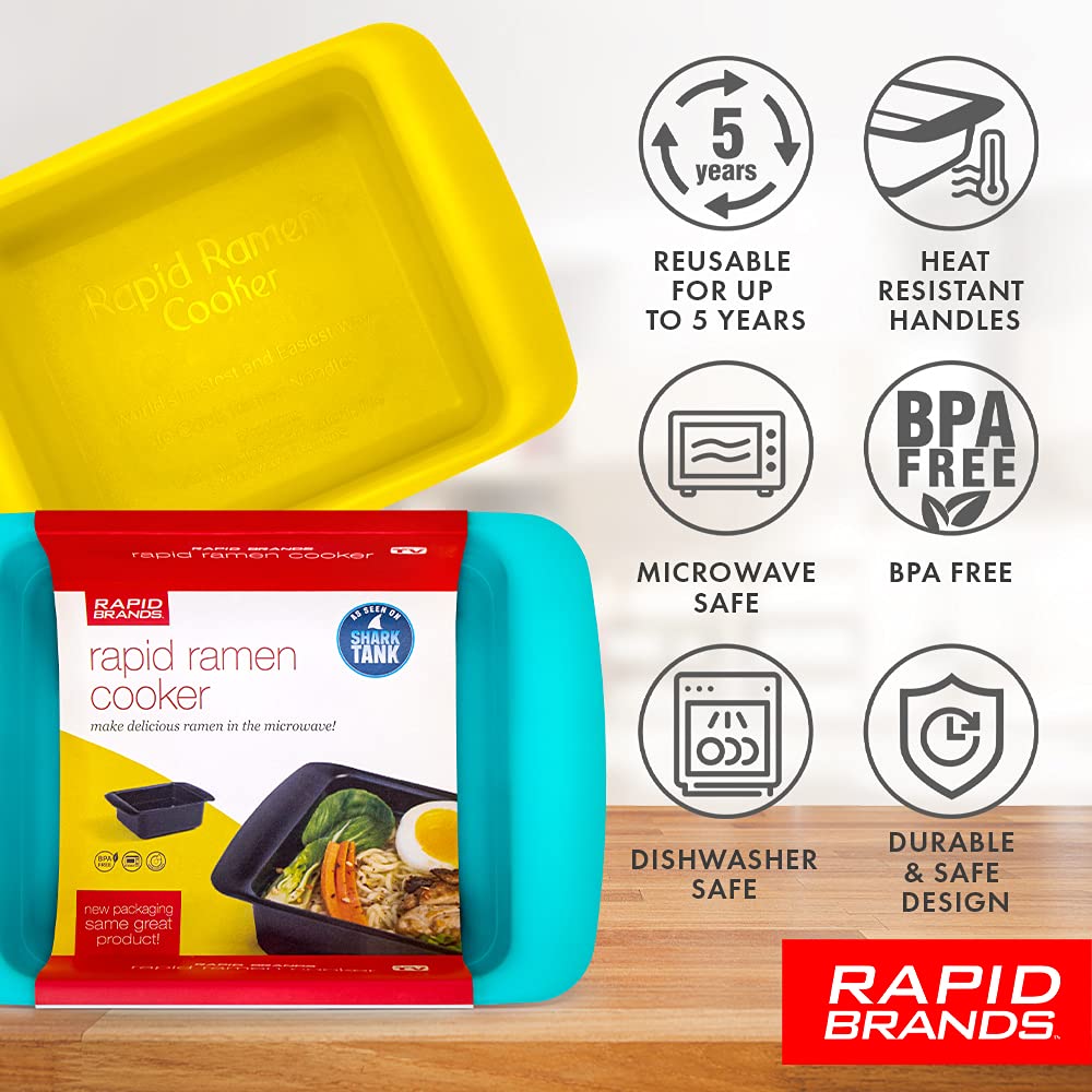 Rapid Ramen Cooker Deluxe | Microwave 2 Packs of Ramen in 3 Minutes | Perfect for Dorm, Small Kitchen, or Office | Dishwasher-Safe, Microwaveable, & BPA-Free