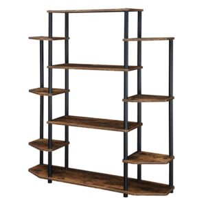 convenience concepts designs2go no tools book shelf - contemporary storage shelves for display, 10 spacious shelves for living room, office, barnwood/black poles