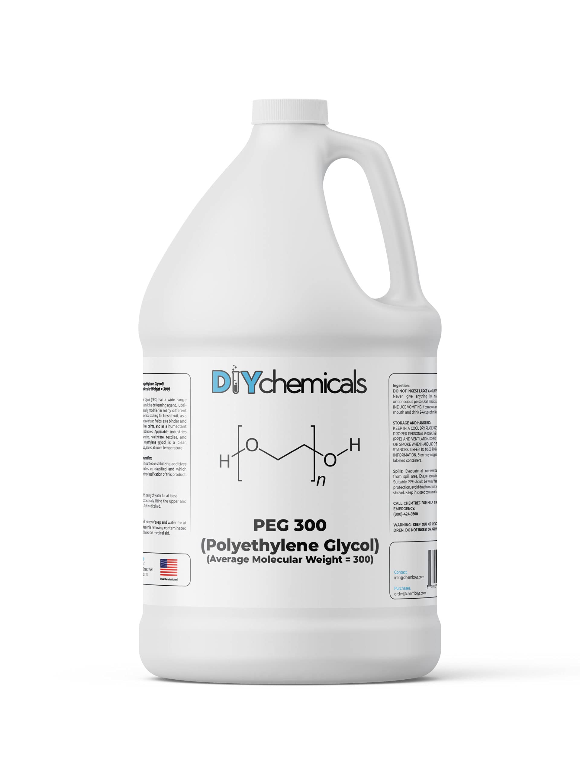 DIYChemicals Polyethylene Glycol PEG 300 for Industrial Manufacturing, Fog Machines,Antifreeze, Solvent, Humectant – Non-Toxic, Odorless, 1 Pint (16 fl oz)