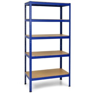 tangkula 72" storage shelves, heavy duty steel frame 5-tier garage shelf, metal multi-use storage shelving unit for home/office/dormitory/garage (1, navy blue)