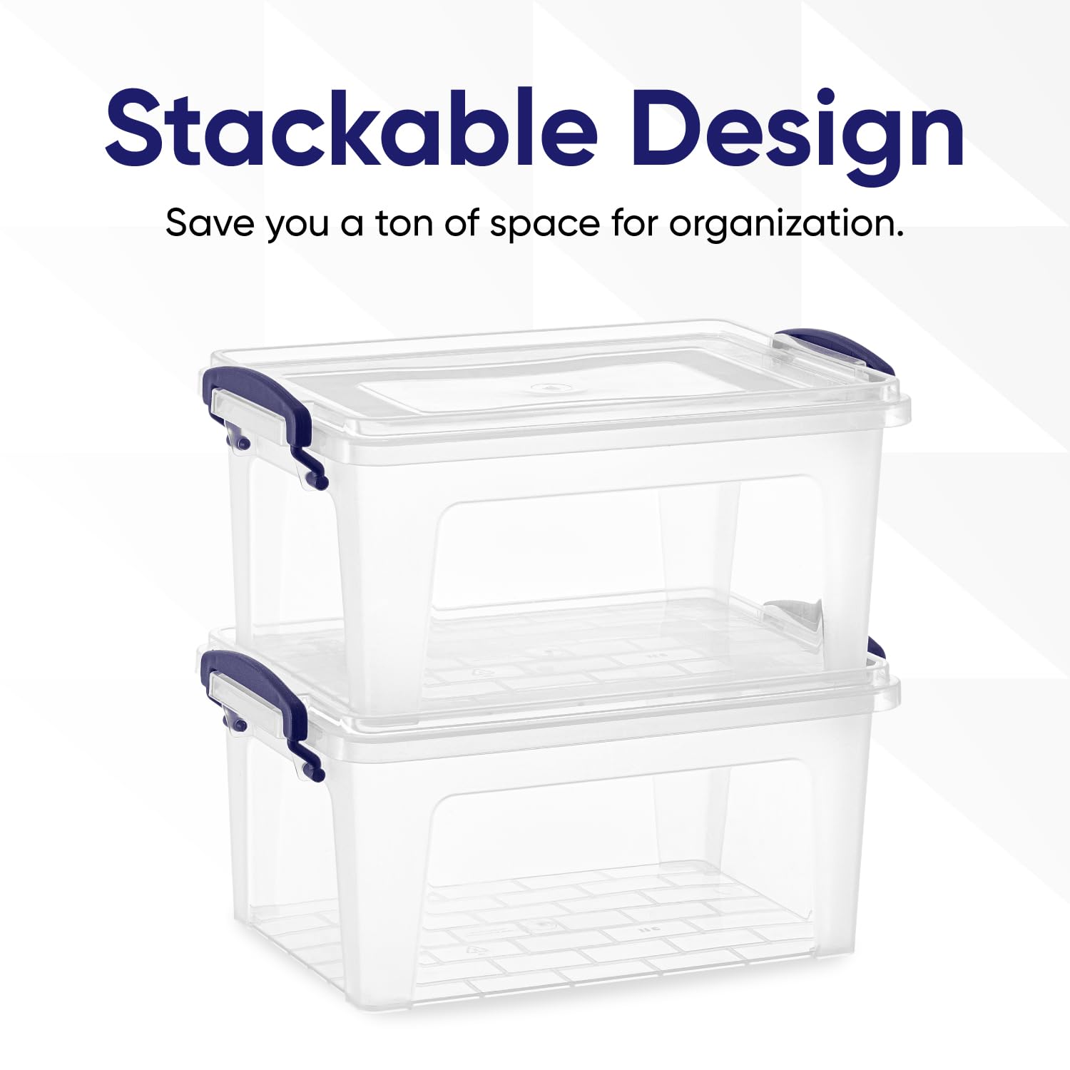 Superio Clear Storage Bins with Lids, Stackable Storage Box with Latches and Handles, Extra Small, 6 Pack 3 Quart