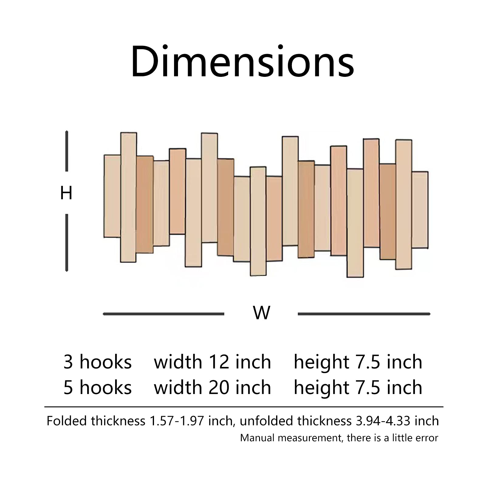 DESAINOPH® Wooden Coat Rack Wall Mounted Sticks Multi Rack Solid Handmade Natural Wood Artwork with 5 Flip-Down Unique Modern Hooks for Coats Bag Hat Umbrella