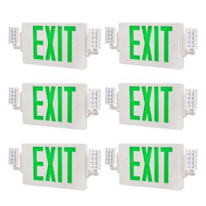 exitlux 1 pack green led exit lights with battery backup&adjustable two head-us standard ul listed-hardwired-exit signs for business/commercial emergency light fixtures