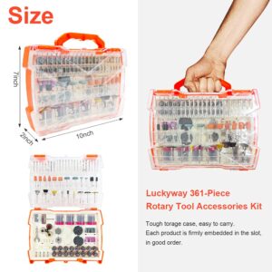 Luckyway 361-Piece Rotary Tool Accessories Kit, Grinding Polishing Drilling Kits, 1/8" Shank Electric Grinder Universal Fitment for Easy Cutting, Grinding, Sanding, Sharpening, Carving and Polishing