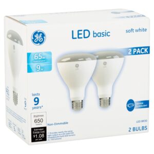 GE LED Basic 65 watt Equivalent Soft White BR30 Indoor Floodlight Bulbs (2 Pack)