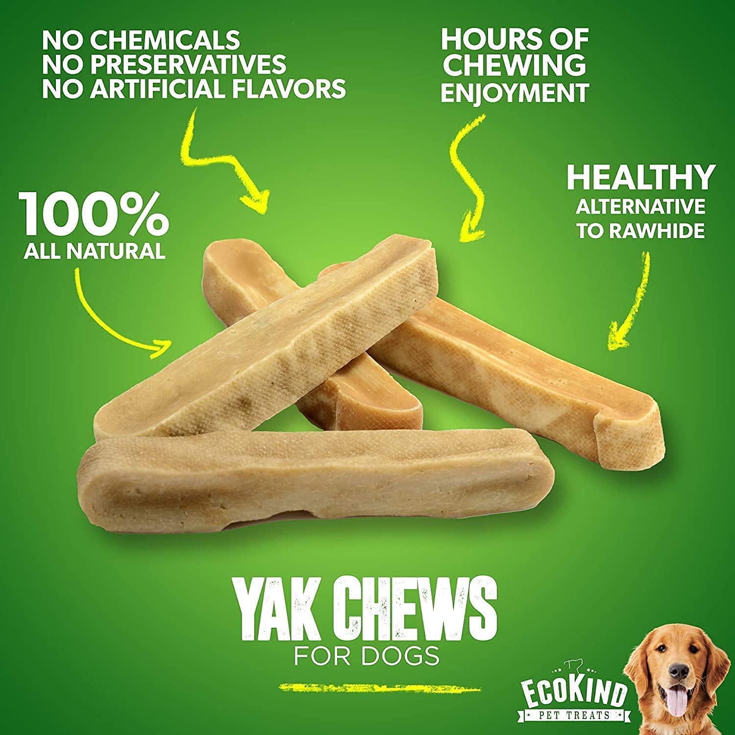 EcoKind Monster Himalayan Yak Cheese Dog Chew, XL Dog Chews, Rawhide Free, Dog Chew Stick for Aggressive Chewers, Indoors Outdoor Use, Healthy Dog Treats, Made in The Himalayas - XL Large (Pack of 2)