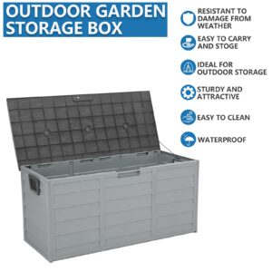 HomVent Outside Storage Box 75 Gallon Deck Boxes Outdoor waterproof Storage Container For Patio Cushions,Patio Furniture, Garden Tools and Pool Toys (Gray)