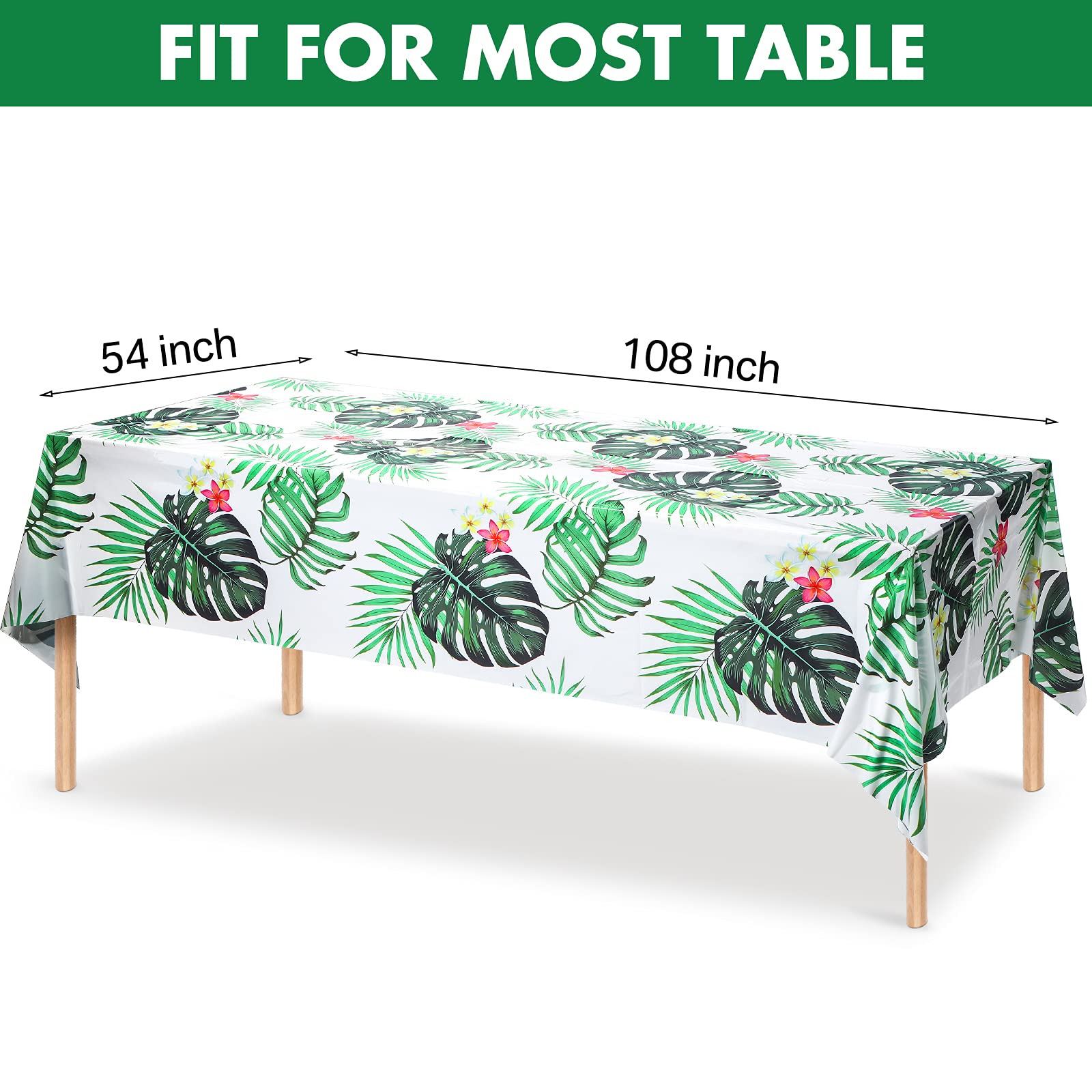 Animal Safari Tablecloth Jungle Animal Theme Tablecover Tiger Zebra Giraffe Print Table Cover Tropical Leaf Tablecloth Party Supplies for Jungle Safari Birthday Baby Showers (Greenery Style, 5 Pcs)