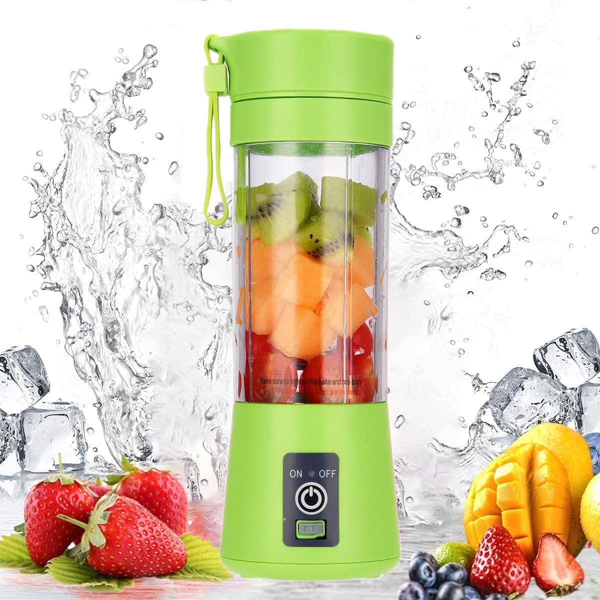 LVGROW Portable Blender, 13oz Six 3D Juice cup, Personal Mixer Fruit Rechargeable with USB, Mini Blender Shakes And Smoothies Smoothie (Green Appearance)