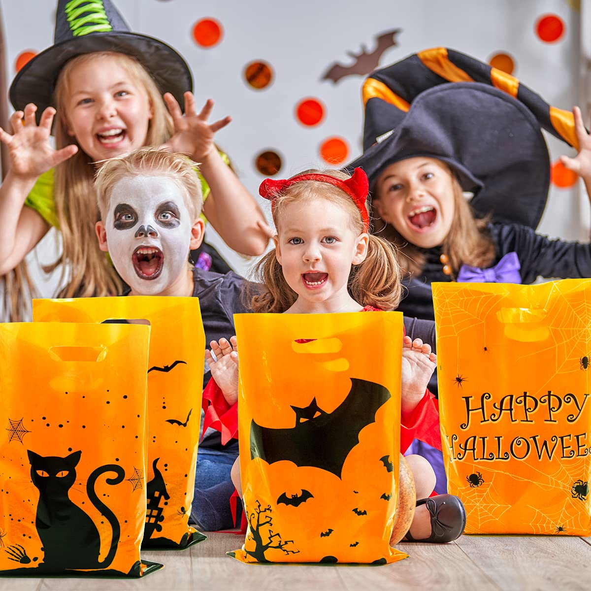 Halloween Goody Bags Large Treat Bags for Trick or Treat Halloween Plastic Candy Bags Party Favor Supplies 36 Packs 11 x 17 Inches