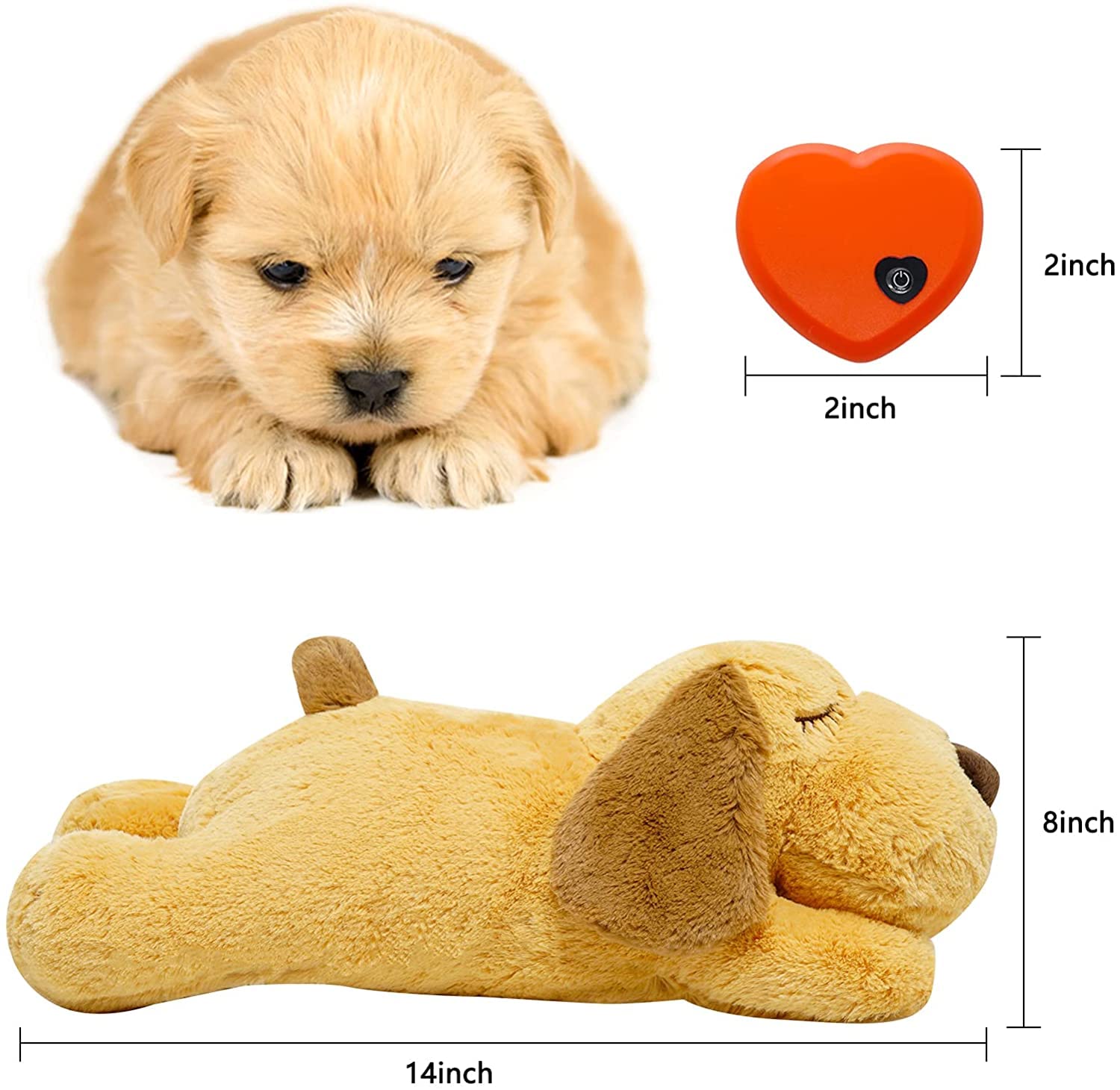 HonourHope Dog Heartbeat Toy for Anxiety Relief, Dog Soft Plush Toy Pet Calming Puppy Behavioral Training Aid Toy Pet Companion Pillow for Puppy Dog Cat Kitty Pets - Dog