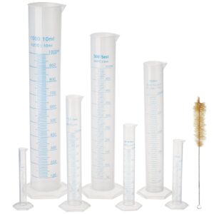 Plastic Graduated Cylinder Set - Education Equipment for Industrial and Academic Labs - Polypropylene Plastic - Science Research, Chemistry Classroom Supplies (10mL, 4-Pack)