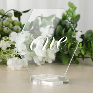 zonon acrylic table numbers 10 pc hexagon table numbers wedding table place card with holder sublimation diy clear table name cards for wedding reception banquet party