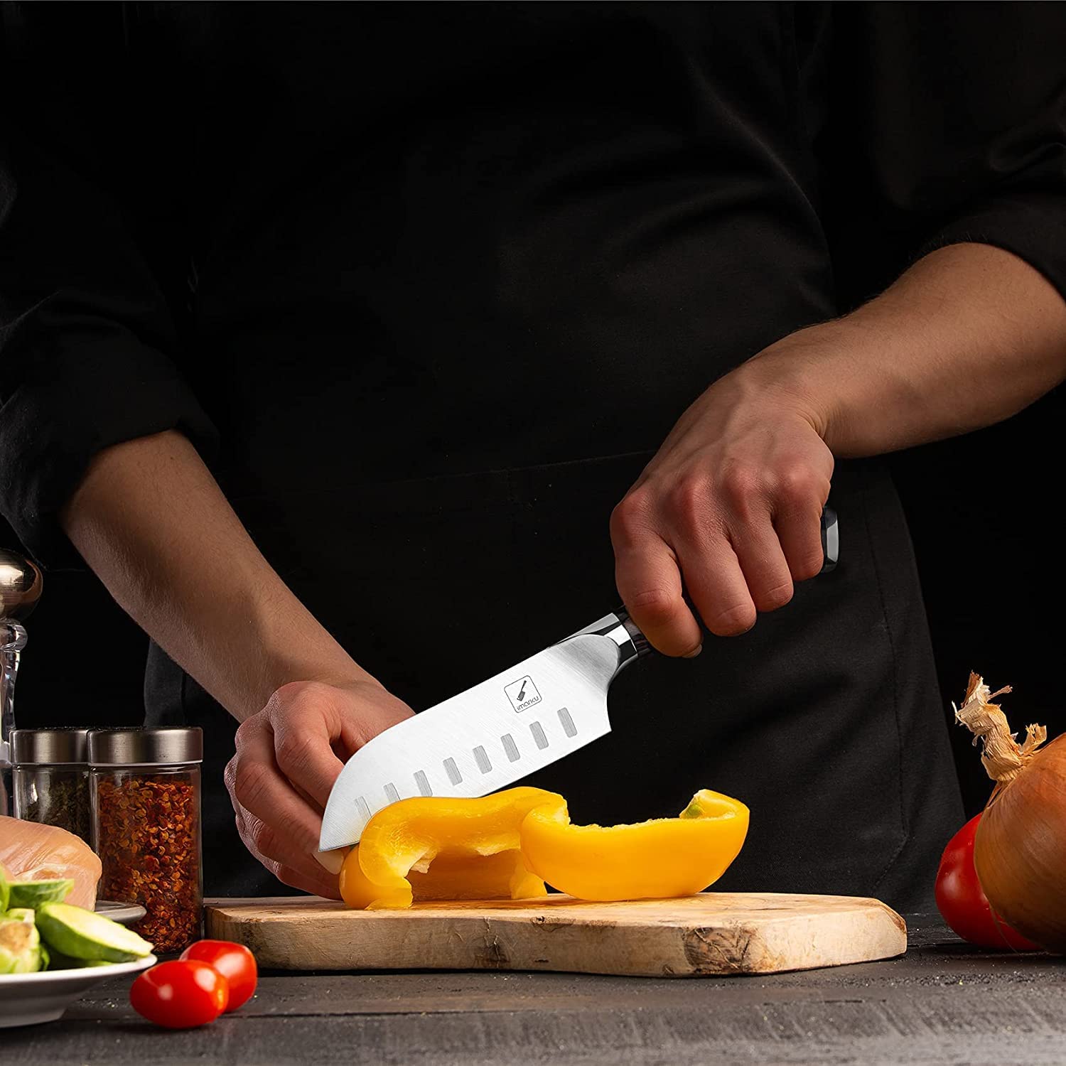 imarku Santoku Knife Chef Knife 5 inch Ultra Sharp Asian Knife Japanese Chef Knife - Japanese SUS440A Stainless Steel - Ergonomic Pakkawood Handle, Best Christmas Gifts for Women Men