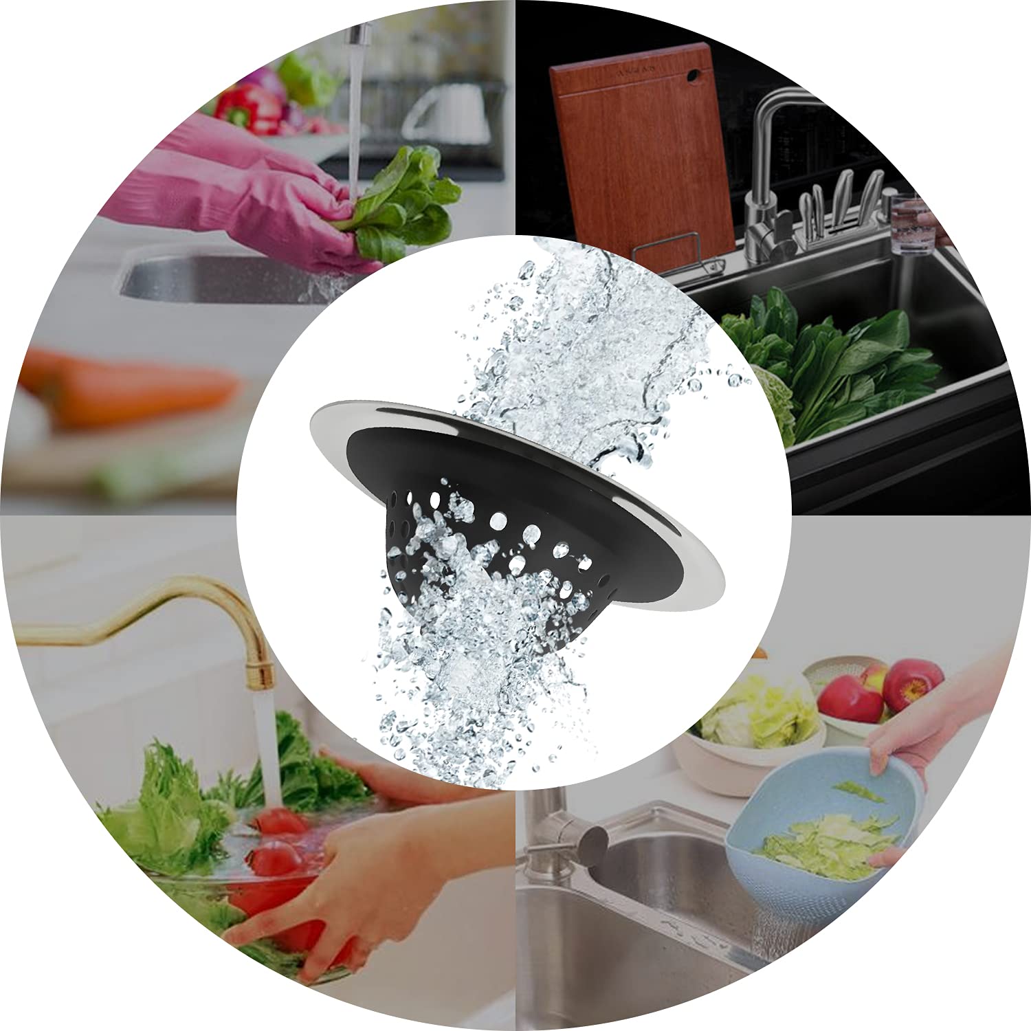 2 Pack Kitchen Sink Strainer Food Catcher 4.5 inch Diameter,Flexible Silicone Good Grip Kitchen Sink Drainers Traps Food Debris and Prevents Clogs,Large Wide Diameter Rim for Most Sink Drains