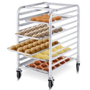 PETSITE 10 Tier Sheet Pan Rack, Commercial Aluminum Full & Half Bun Pan Bakery Rack with Brake Wheels for Restaurant Home Kitchen…