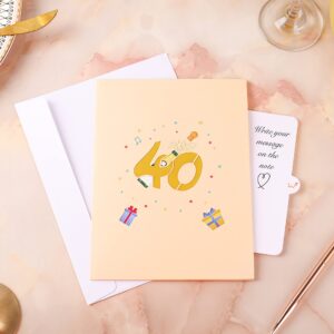 Liif Happy 40th Birthday 3D Greeting Pop Up Card, 40th Birthday Card For Women, Men, Husband, Wife, Son - Funny, Congratulations, Celebration, Balloons, Champagne | With Message Note & Envelop