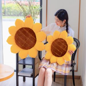 LEVINIS Yellow Sunflower Cushion Mat Home Decor Reversible Floor Pillow Seating Cushion Girls Boys Mother Gift Soft Velvet Stuffed Throw Pillows for Bed Couch Chair Car Office 19''