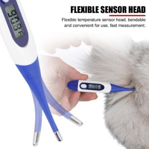 Livestock Pet Thermometer with LED Display Memory Function,Fast Digital Veterinary Thermometer,Flexible Probe for Temperature Measurement for Dogs Cats Horse Cattle (with Battery)