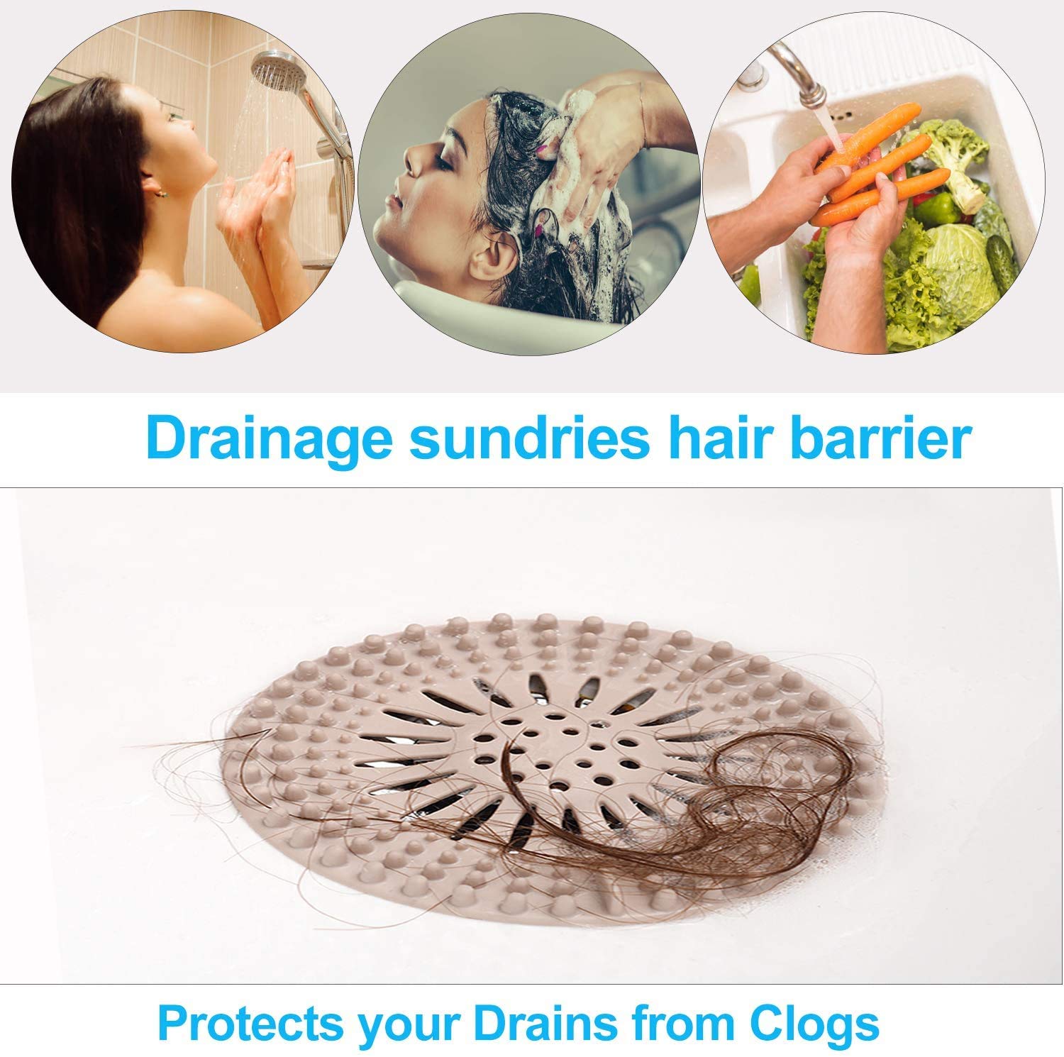 Drain Hair Catcher Shower Drain Hair Trap and Drain Hair Clog Hair Trap Remover Cleaning Tool Snake Shower Drain Protectors for Tub Bathtub Sewer Kitchen 5 Pack